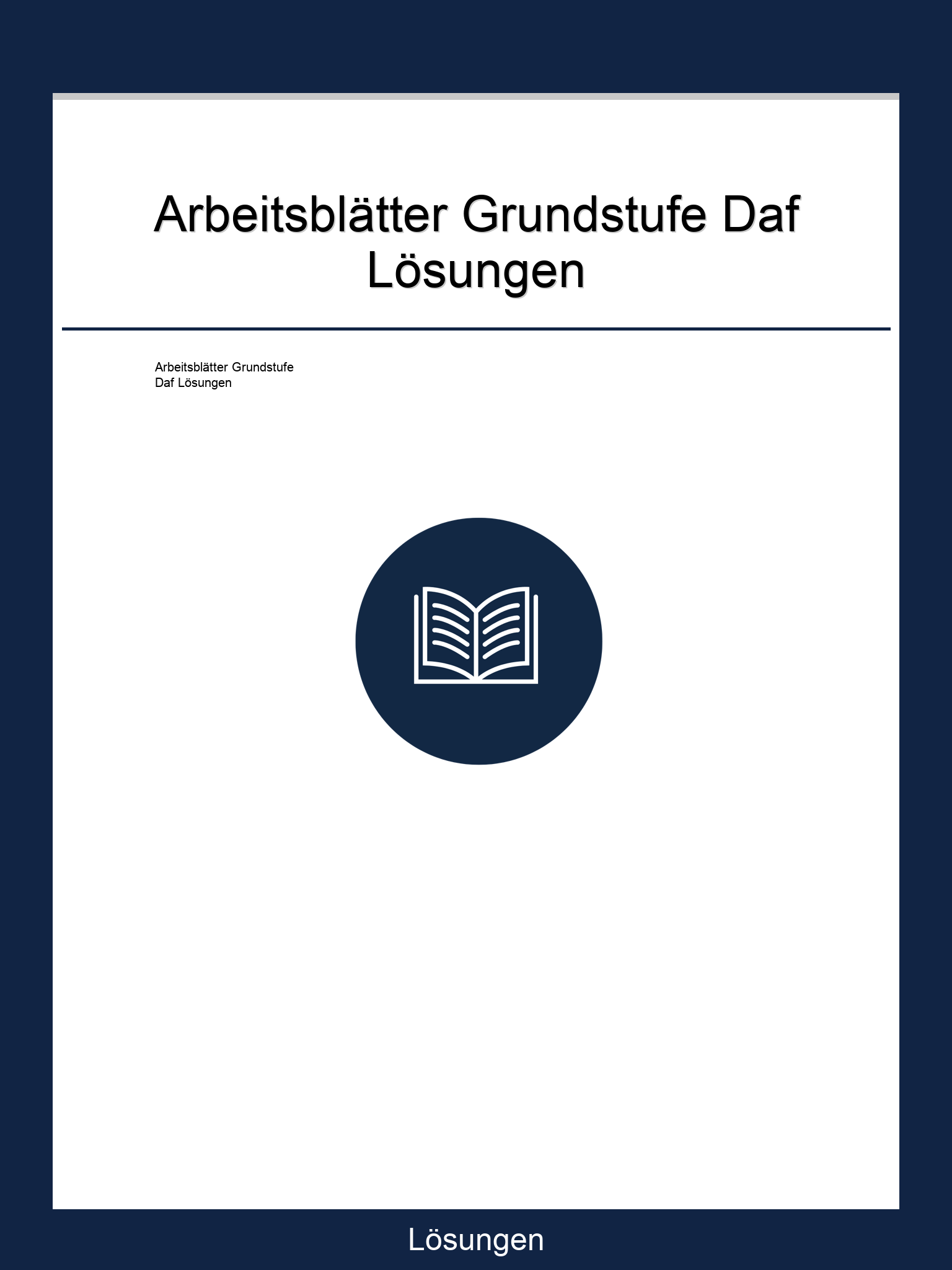 Arbeitsblätter Grundstufe Daf Lösungen PDF