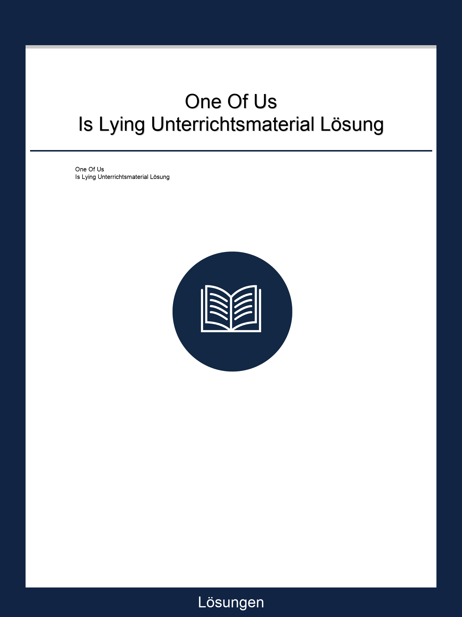 One Of Us Is Lying Unterrichtsmaterial Lösung